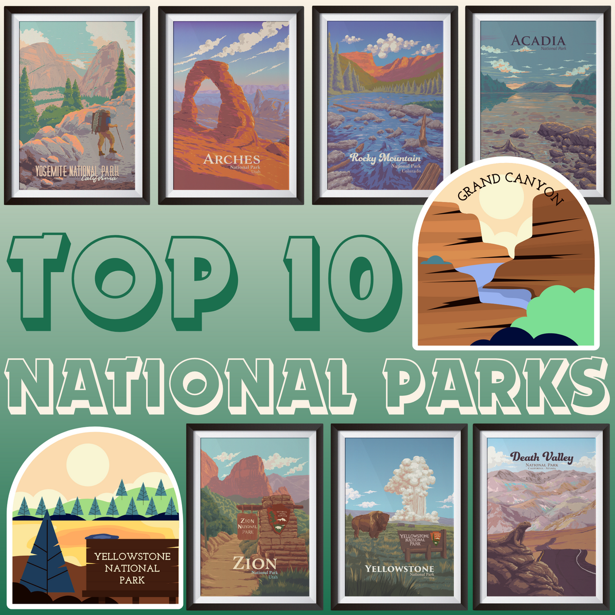 USA's Top 10 National Parks – Bucket List Prints