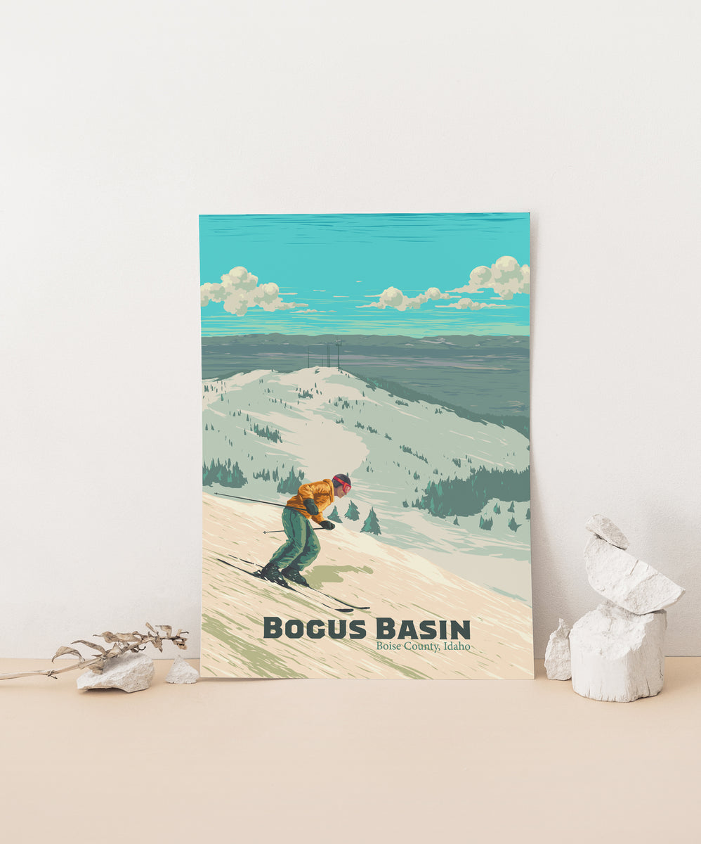 Bogus Basin Idaho Ski Resort Travel Poster – Bucket List Prints