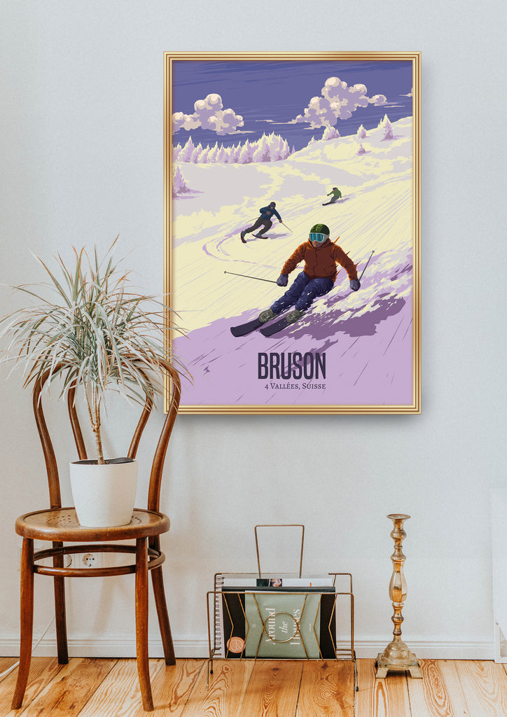 Bruson Switzerland Ski Resort Travel Poster – Bucket List Prints