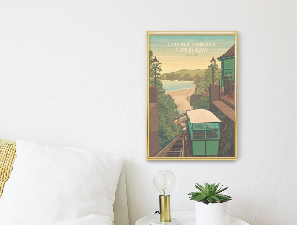 Lynton and Lynmouth Cliff Railway Travel Poster – Bucket List Prints