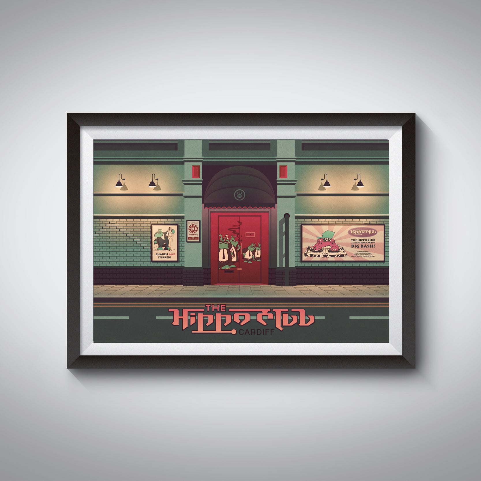 The Hippo Club Cardiff Travel Poster – Bucket List Prints