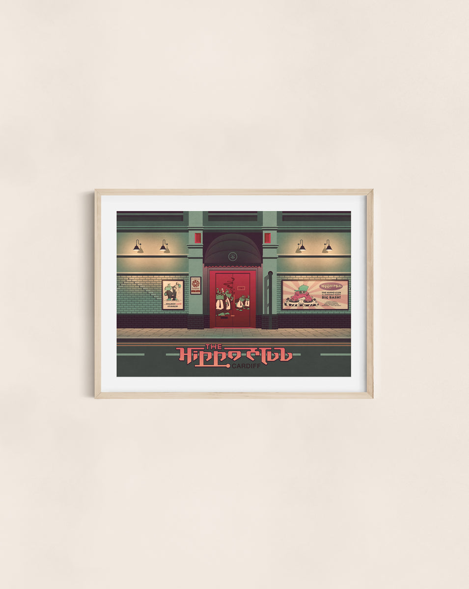 The Hippo Club Cardiff Travel Poster – Bucket List Prints