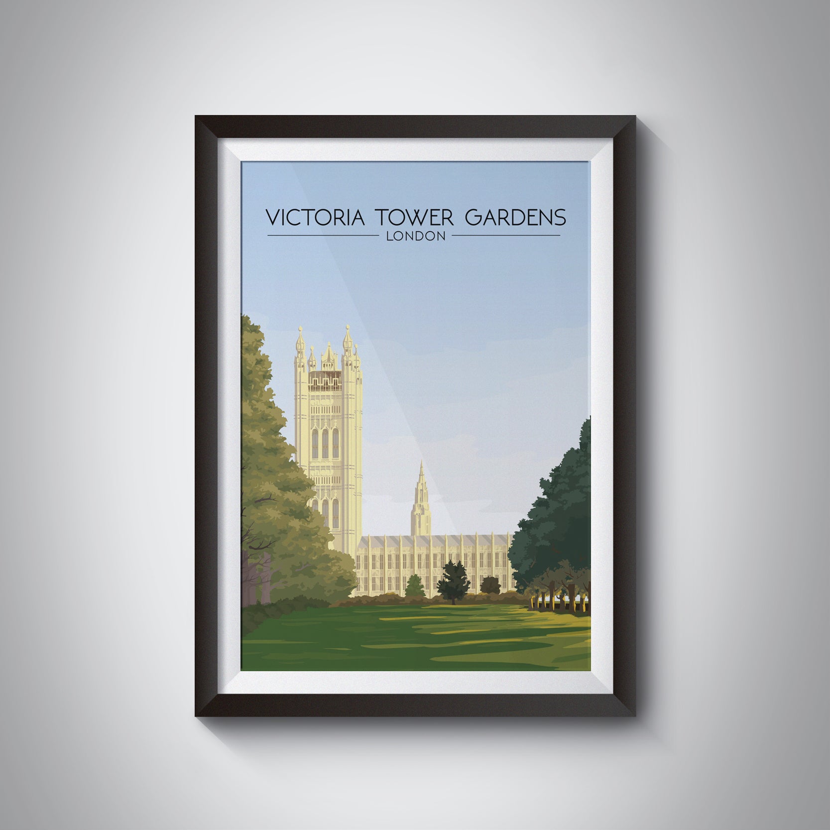Victoria Tower Gardens Park London Travel Poster – Bucket List Prints
