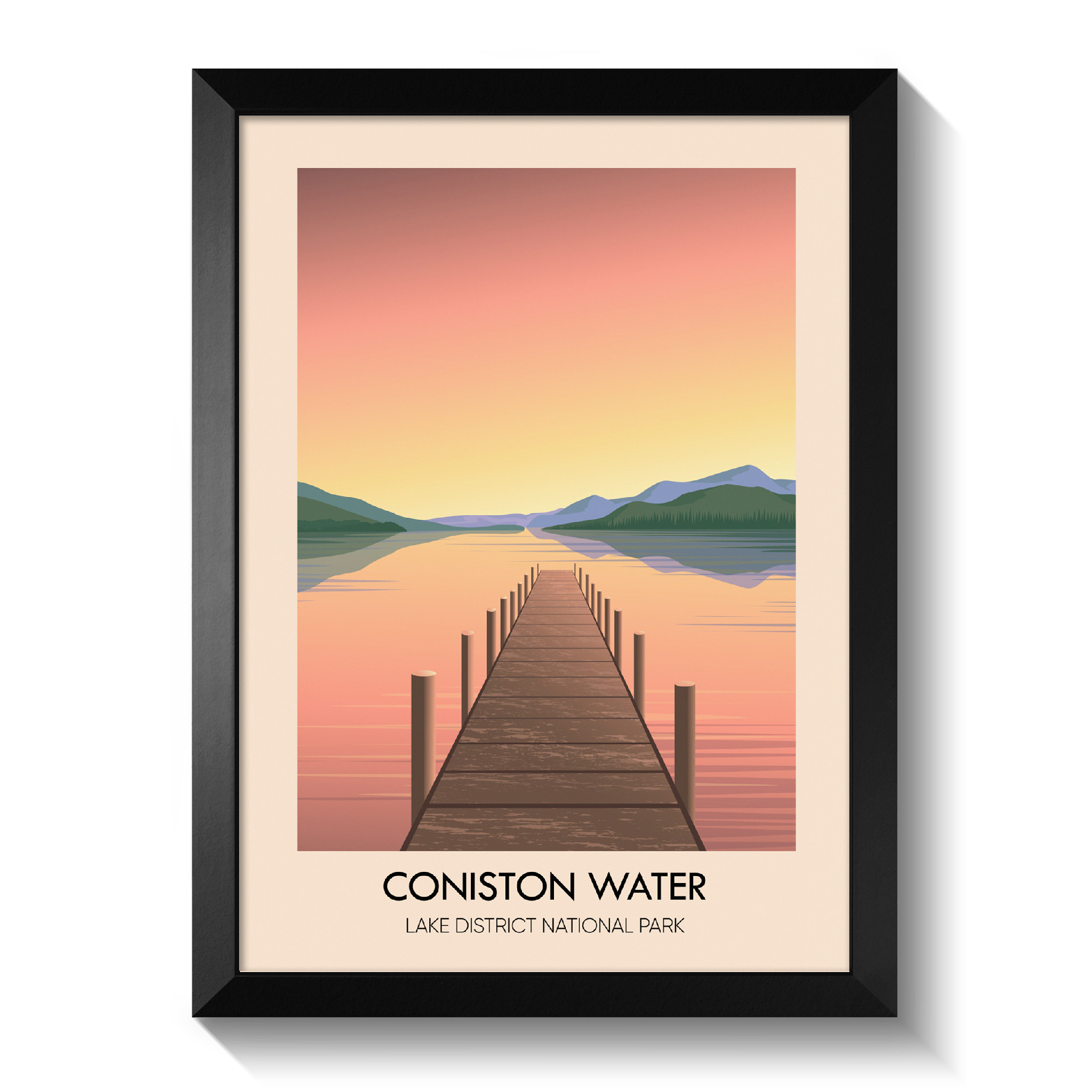 Coniston Water Lake District Travel Poster – Bucket List Prints