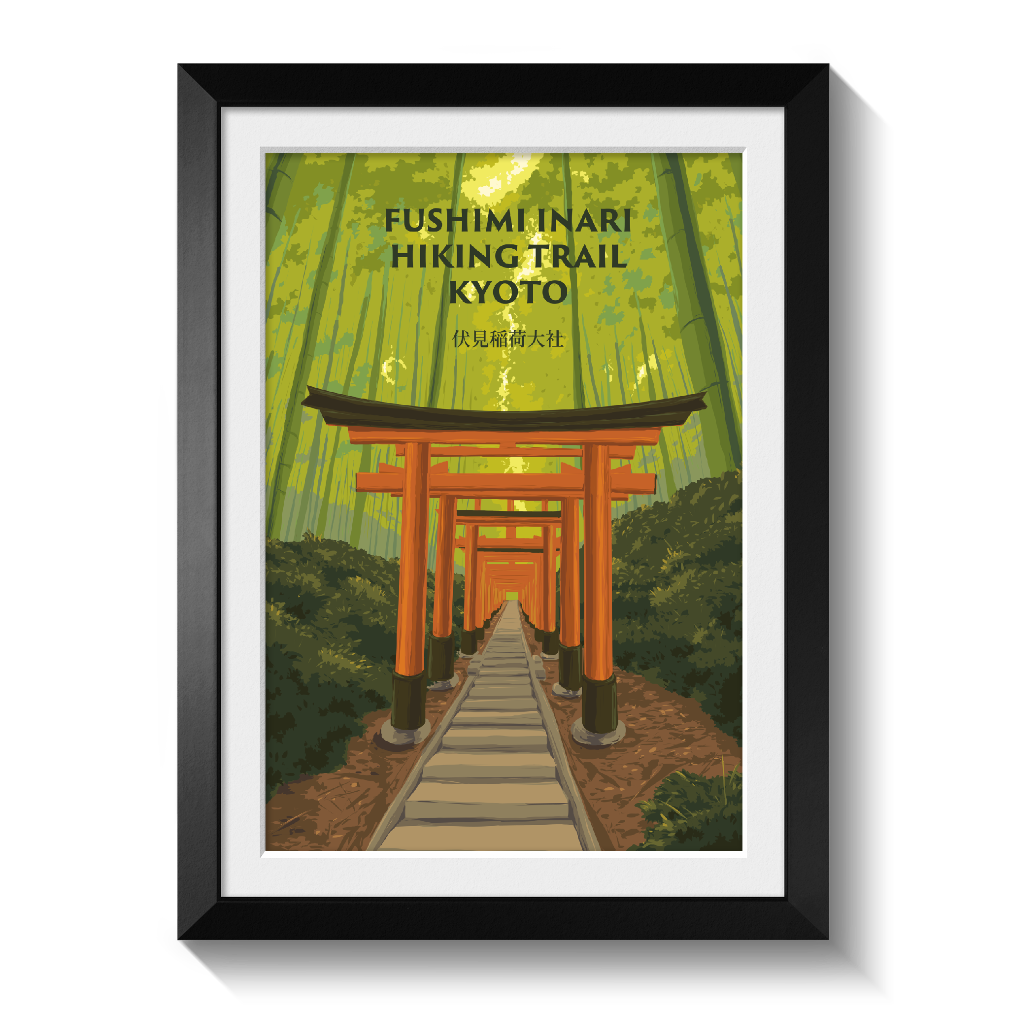 Fushimi Inari Hiking Trail Kyoto Japan Travel Poster – Bucket List Prints