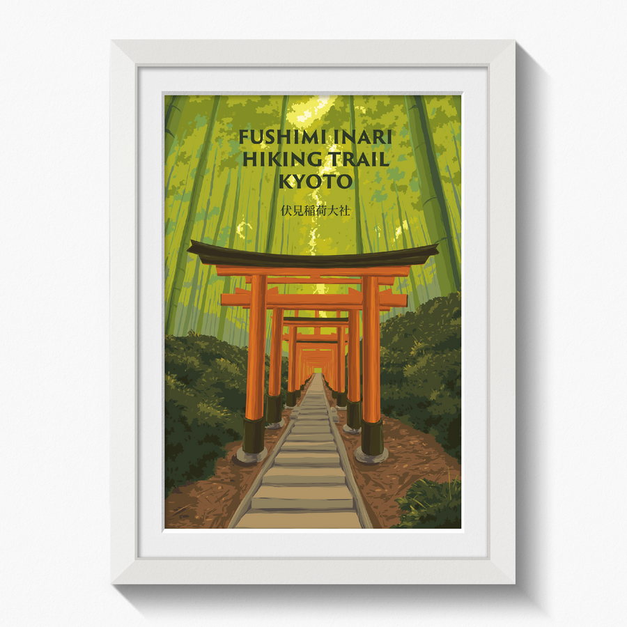 Fushimi Inari Hiking Trail Kyoto Japan Travel Poster – Bucket List Prints