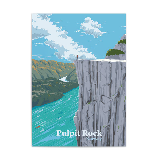 Pulpit Rock Preikestolen Norway Travel Poster – Bucket List Prints