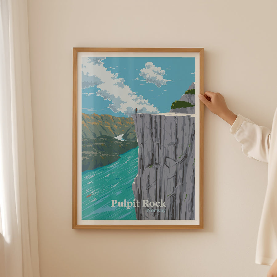 Pulpit Rock Preikestolen Norway Travel Poster – Bucket List Prints