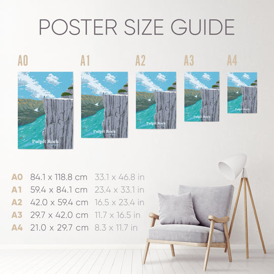 Pulpit Rock Preikestolen Norway Travel Poster – Bucket List Prints