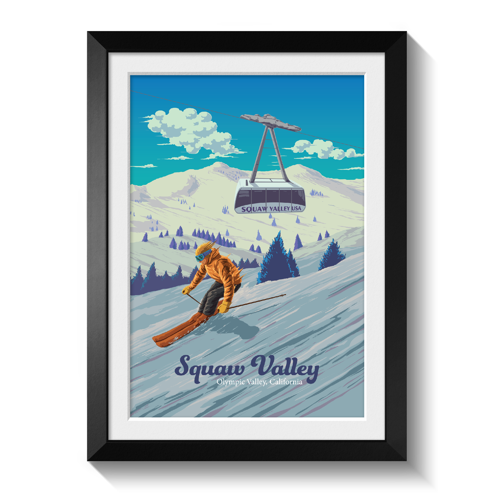 Squaw Valley California Ski Resort Travel Poster – Bucket List Prints