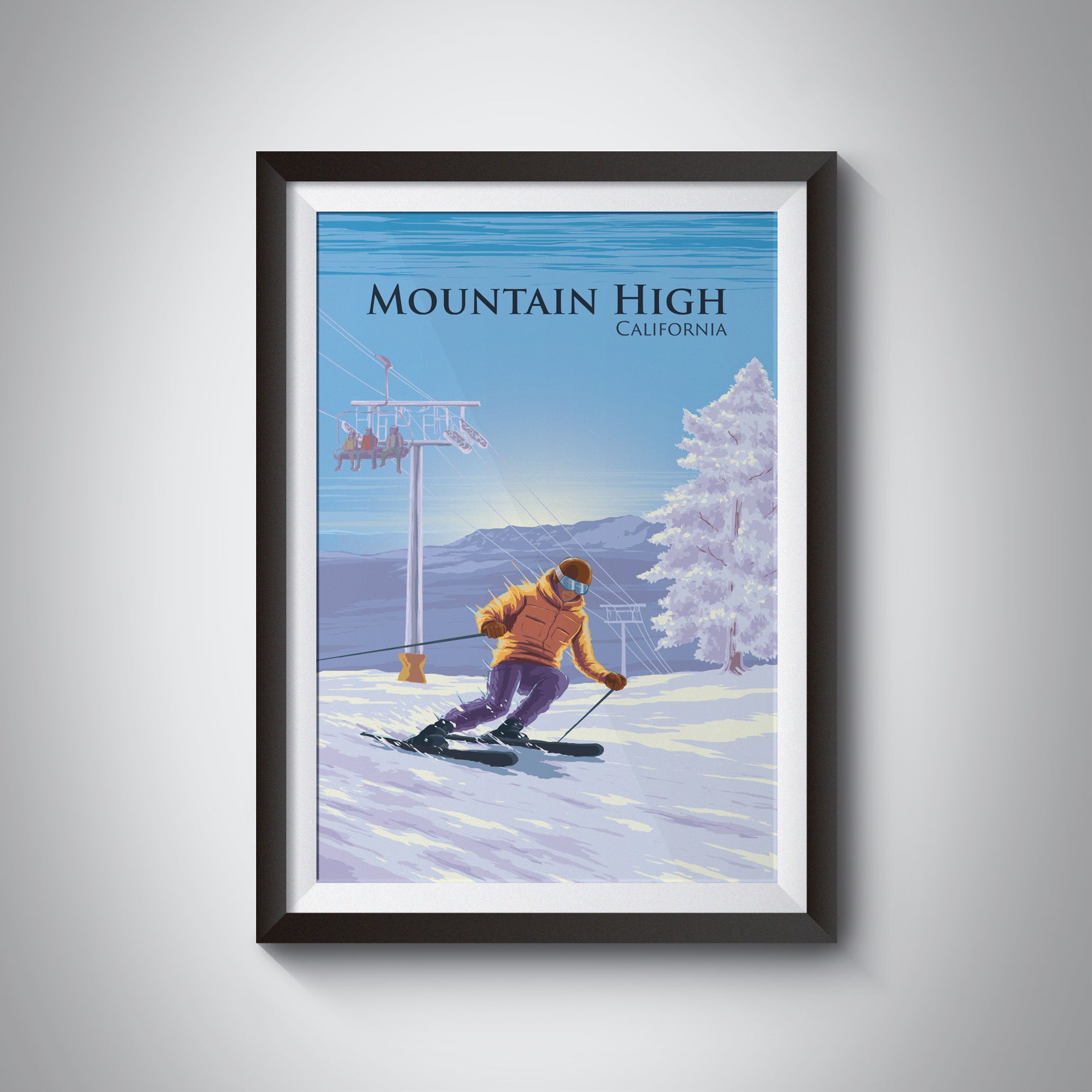Mountain High California Ski Resort Travel Poster – Bucket List Prints