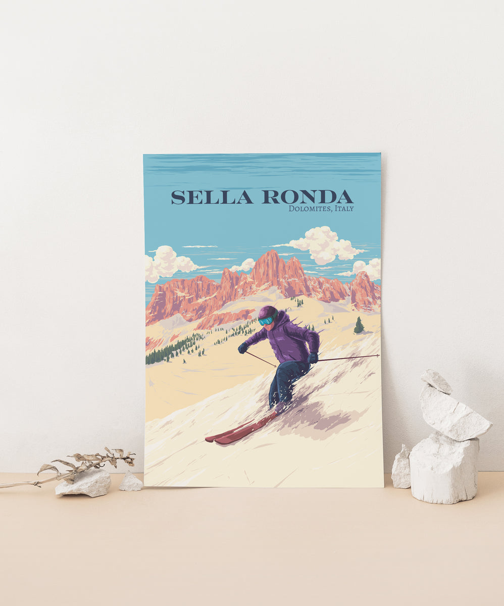 Sella Ronda Italy Ski Resort Travel Poster – Bucket List Prints