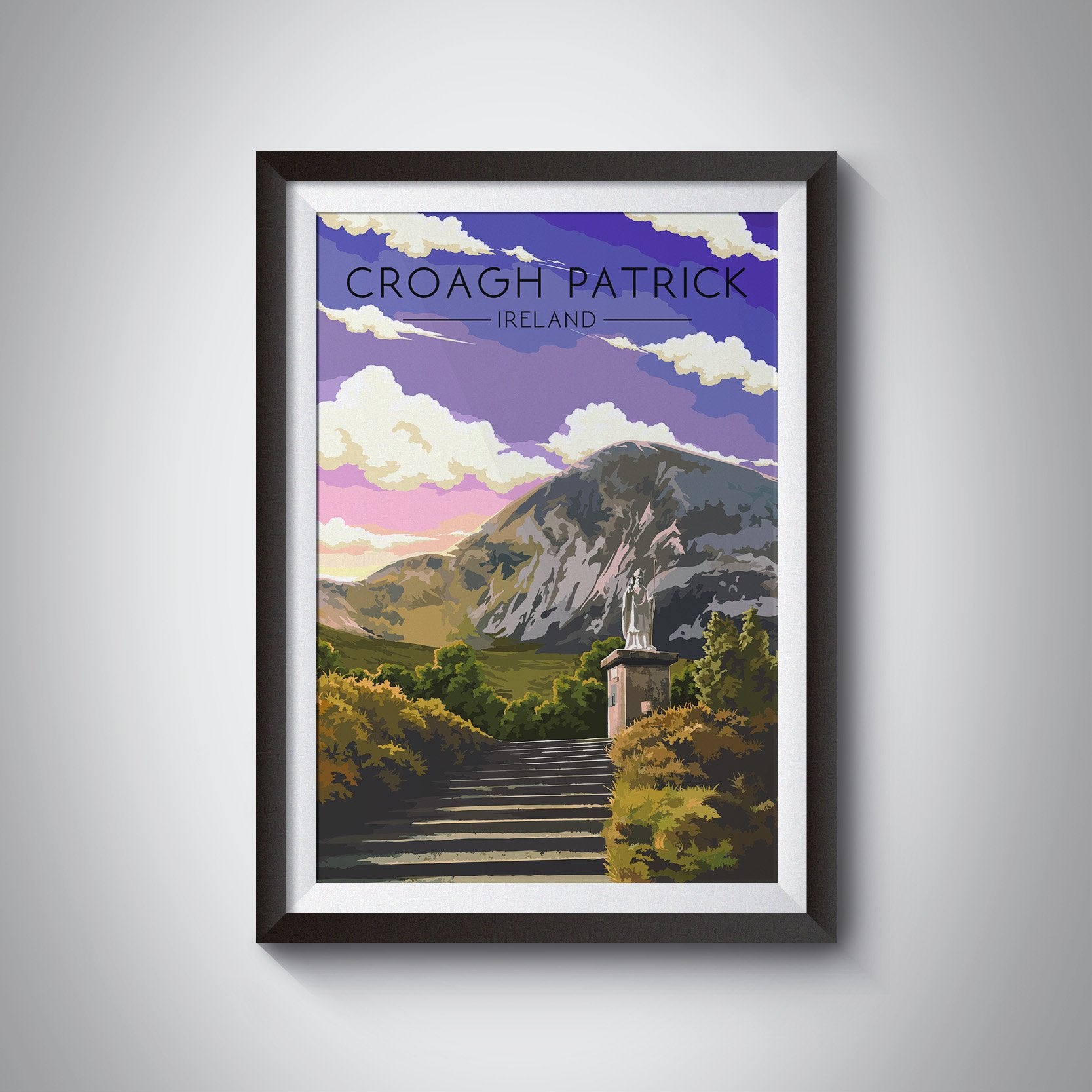 Croagh Patrick Ireland Travel Poster – Bucket List Prints