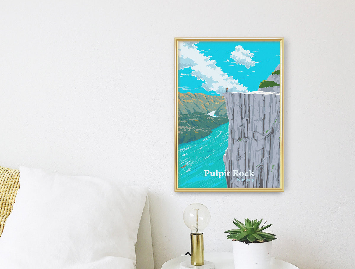 Pulpit Rock Preikestolen Norway Travel Poster – Bucket List Prints